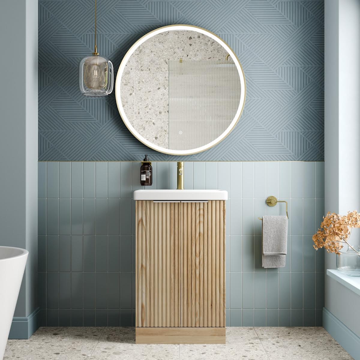 Artis Fluted Freestanding Wood Vanity Unit - 500mm