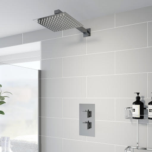 Architeckt Thermostatic Concealed Square Shower with Wall Mounted Fixed ...