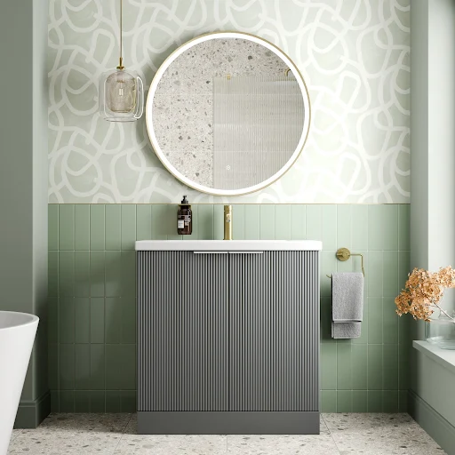 Artis Fluted Freestanding Grey Vanity Unit - 800mm