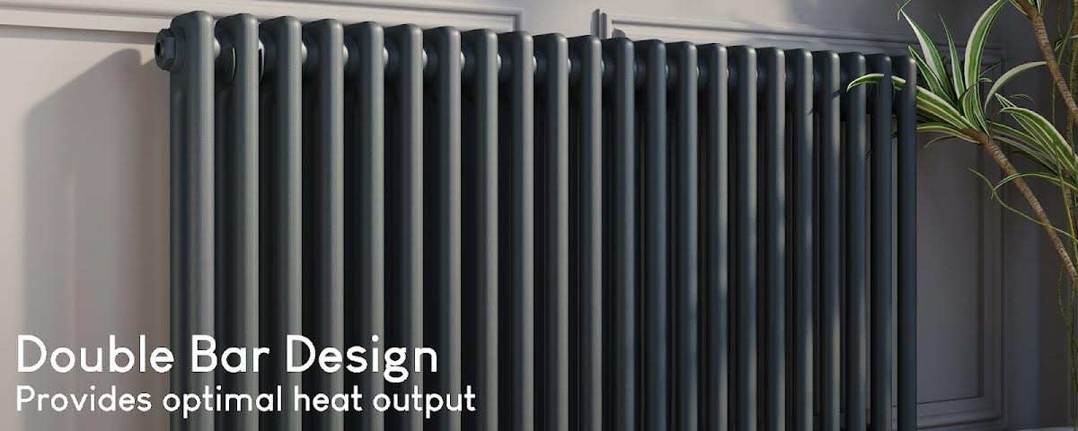 Park Lane Traditional Colosseum Double Bar Column Radiator Anthracite ...