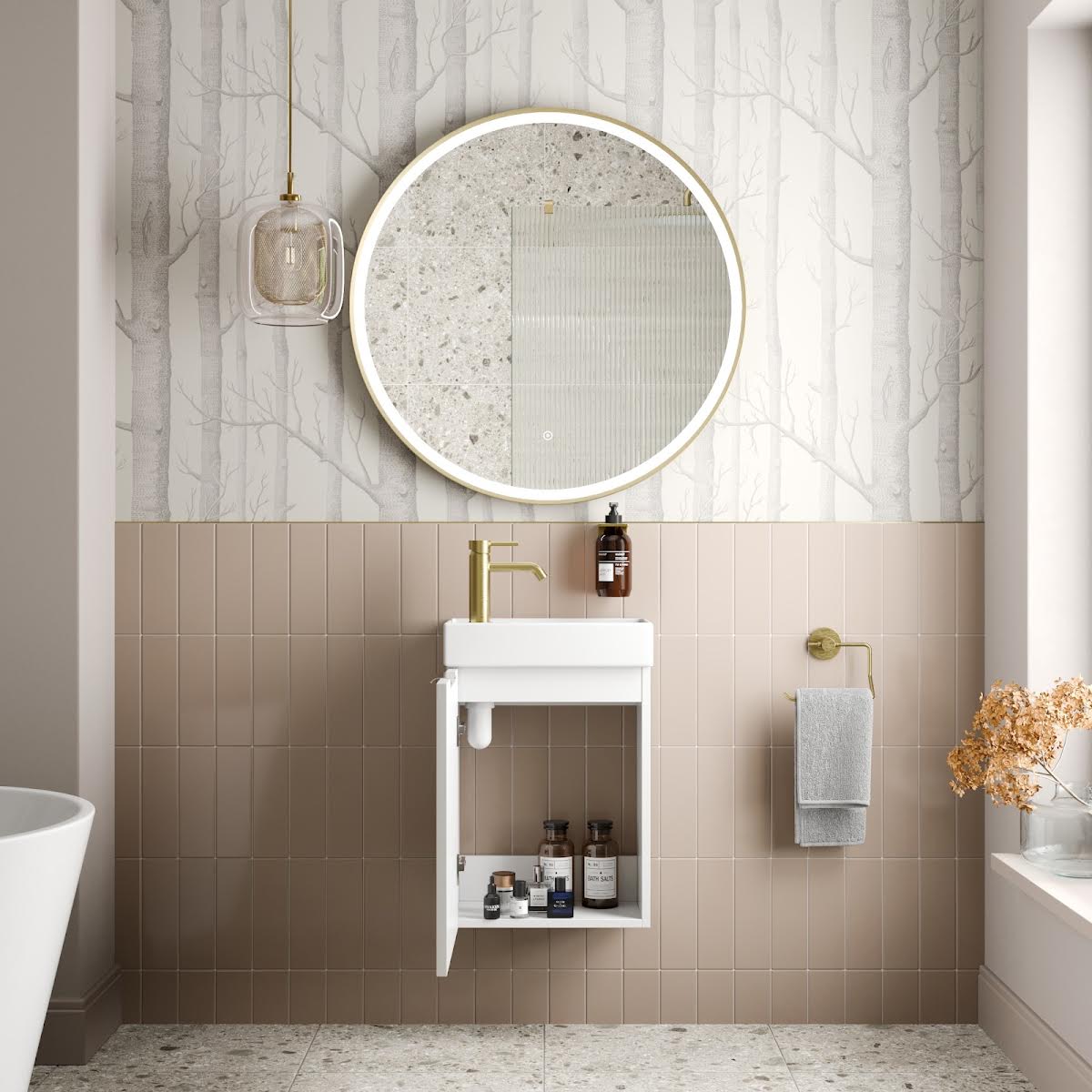 Artis Fluted Wall Hung White Vanity Unit - 400mm