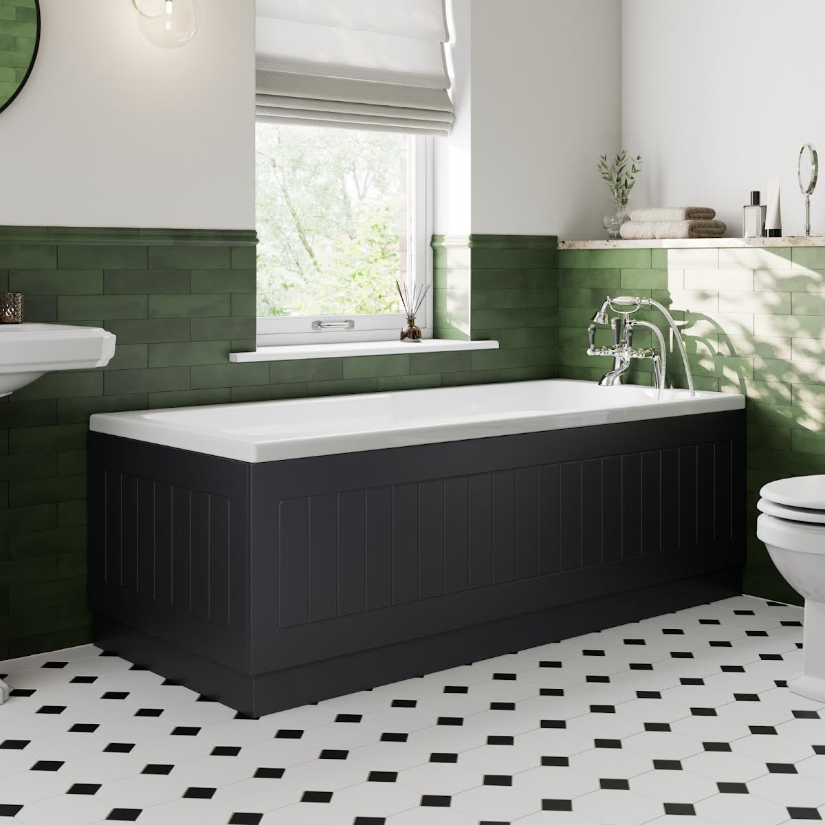 Ceramica Black Gloss Bath Panel 1700mm - Tongue & Groove Side MDF