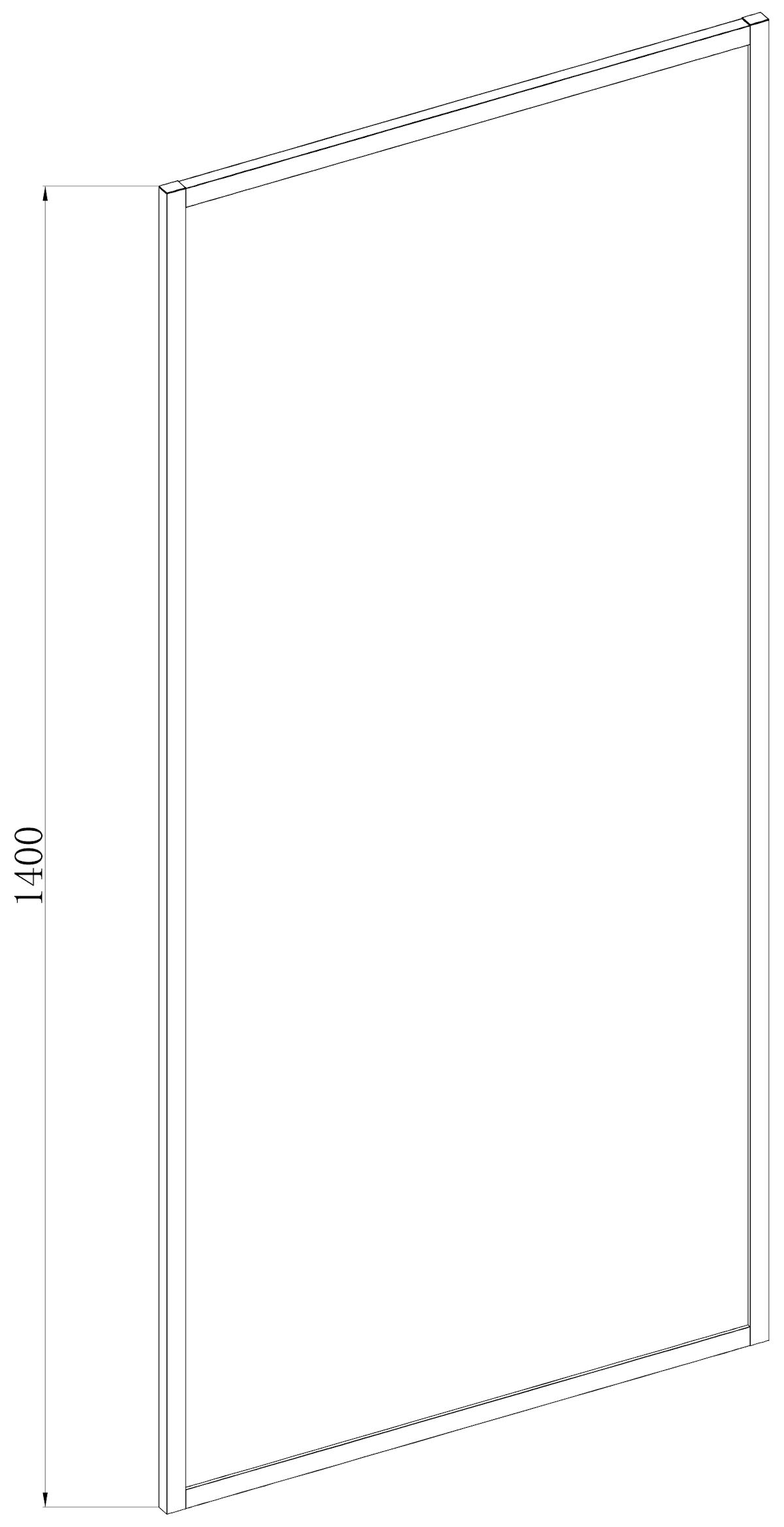 Luxura Square Fixed Bath Shower Screen 800mm - Matt Black 6mm