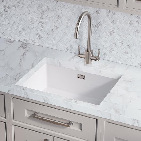 Rangemaster Rustique Ceramic Single Bowl Kitchen Sink with Waste - White