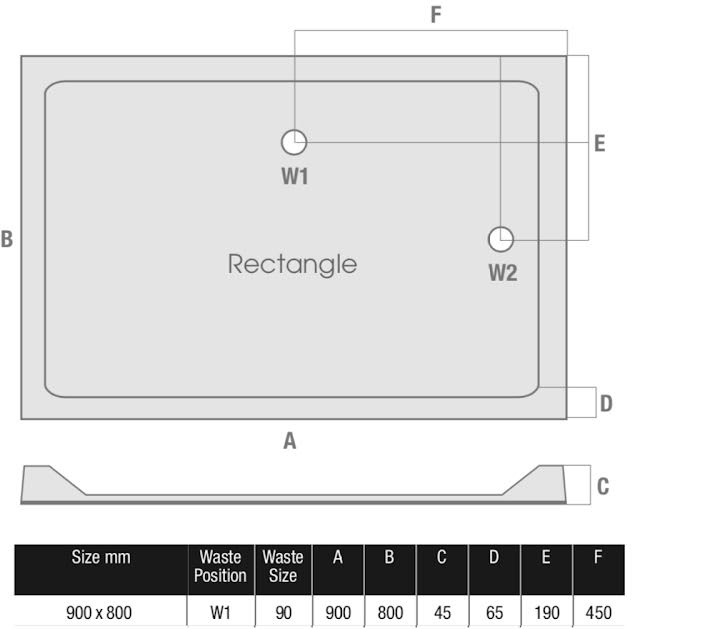 Diamond Hinged Shower Enclosure 900 x 800mm with Raised Tray and Waste ...