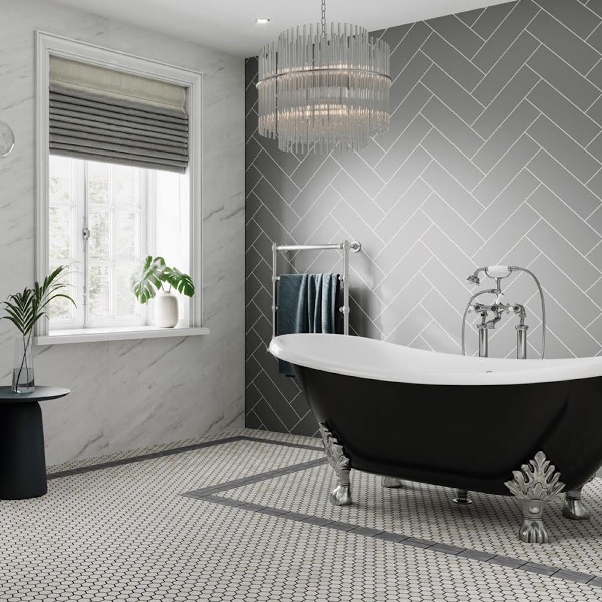 Multipanel Tile Effect Dust Grey Herringbone Hydrolock 2400mm x 598mm