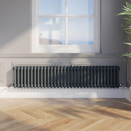 Park Lane Traditional Colosseum Double Bar Column Radiator Anthracite ...
