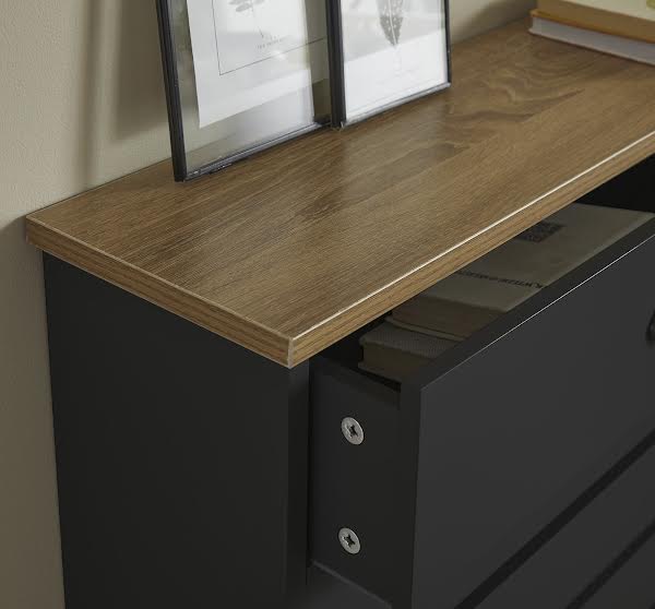 Vale Designs Black Radiator Cover - Medium with Drawers 1115mm