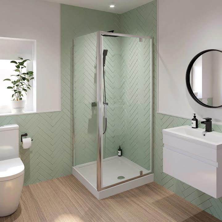Luxura Pivot Shower Enclosure 700 x 700mm with Raised Tray & Waste - 6mm