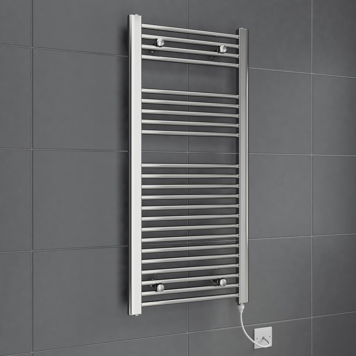 DuraTherm Electric Flat Chrome Towel Radiator 1100 x 500mm - 250W