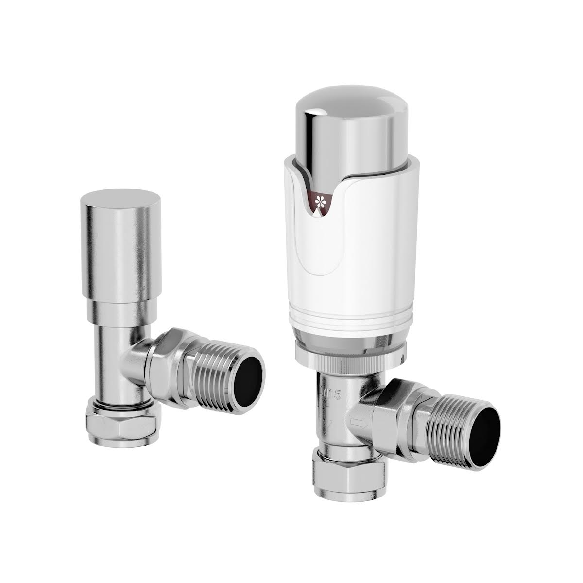 Duratherm Angled White Thermostatic Radiator Valve Pack - 15mm