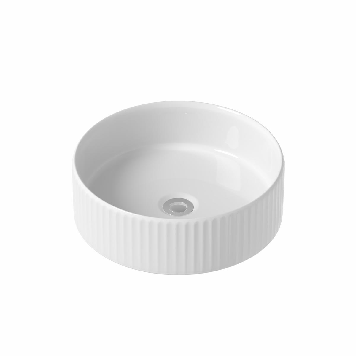 Affine Fluted Countertop Basin Gloss White - 360 x 360mm