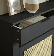 Vale Designs Rattan Black Radiator Cover - Large with Drawers