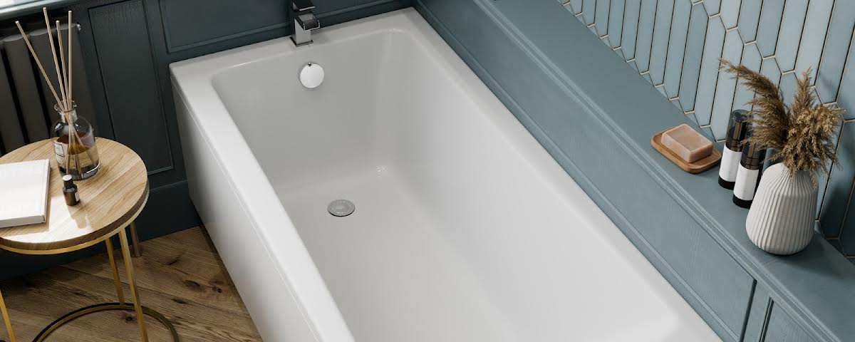 Affine Single Ended Wide Square Bath with Side and End Panel 1500 x 700mm