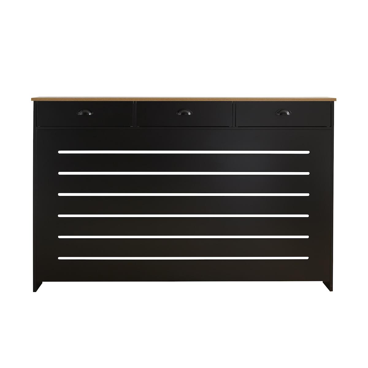 Vale Designs Black Radiator Cover - Large with Drawers 1500mm