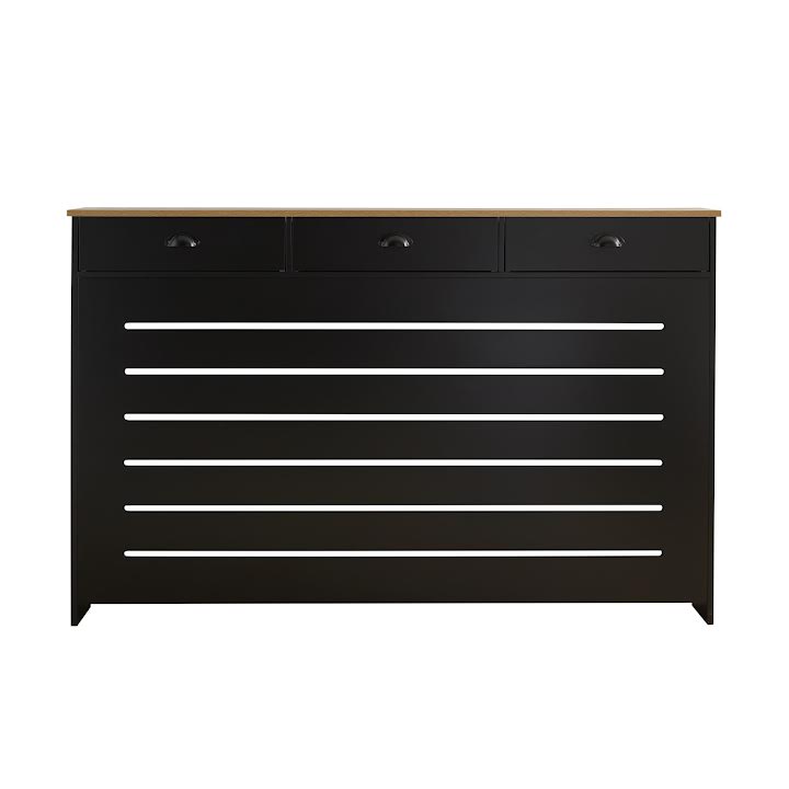 Vale Designs Black Radiator Cover - Large with Drawers 1500mm