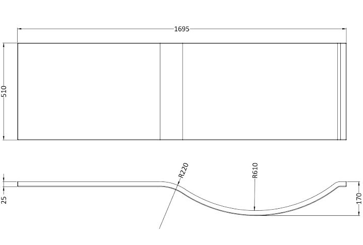 Ceramica P Shaped Bath Bundle 1600 Right - Inc. Shower Screen and Front ...