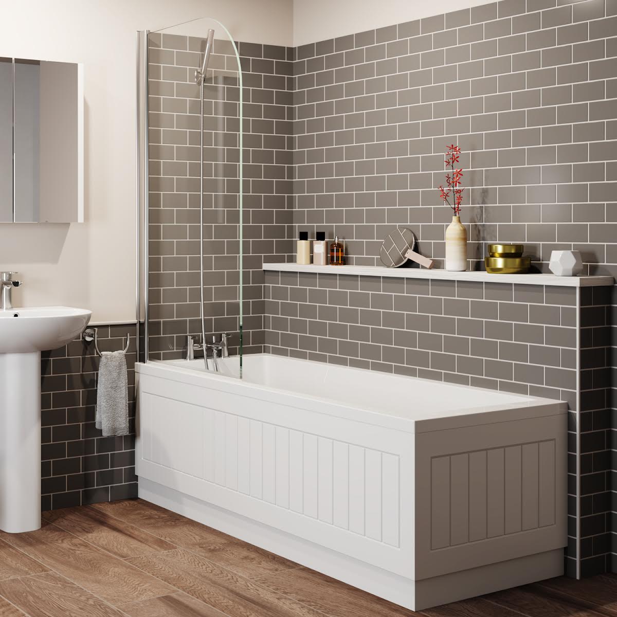 Arles Bathroom Suite with Single Ended Square Bath 1700 x 700mm