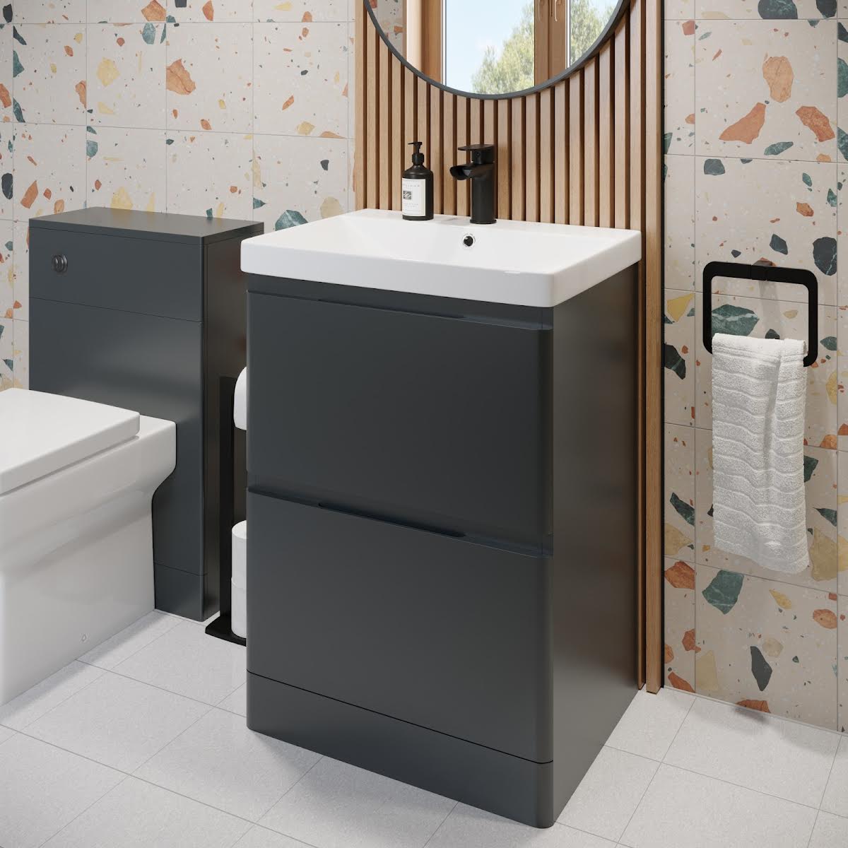 Regis Forma Anthracite Grey Vanity Unit & Basin - 600mm