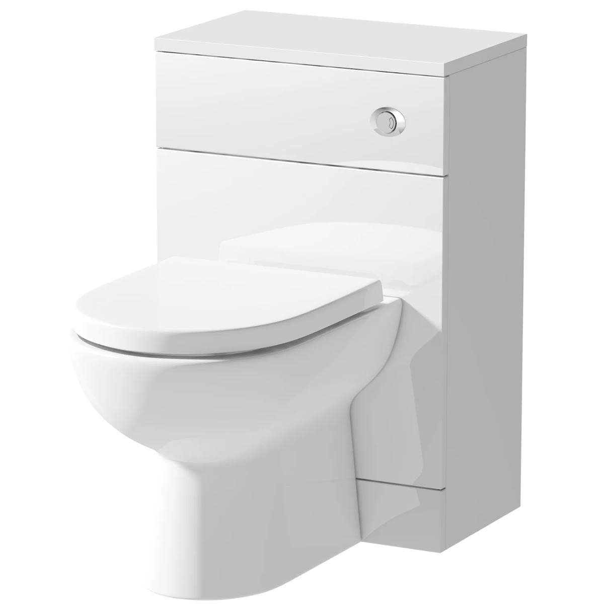 Alpine White Gloss Back to Wall Toilet Unit Only - 500mm