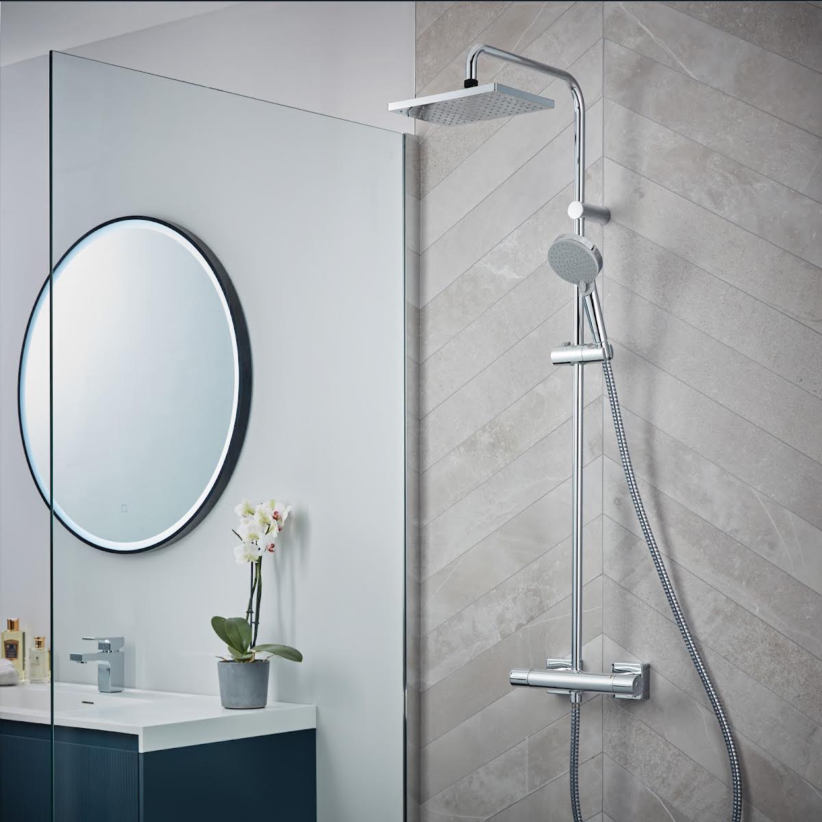 Hansgrohe Vernis Shape Thermostatic EcoSmart Mixer Shower - Square ...