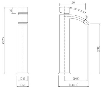 Mono High Rise Tall Basin Sink Mixer Tap Curved Spout Single Lever ...