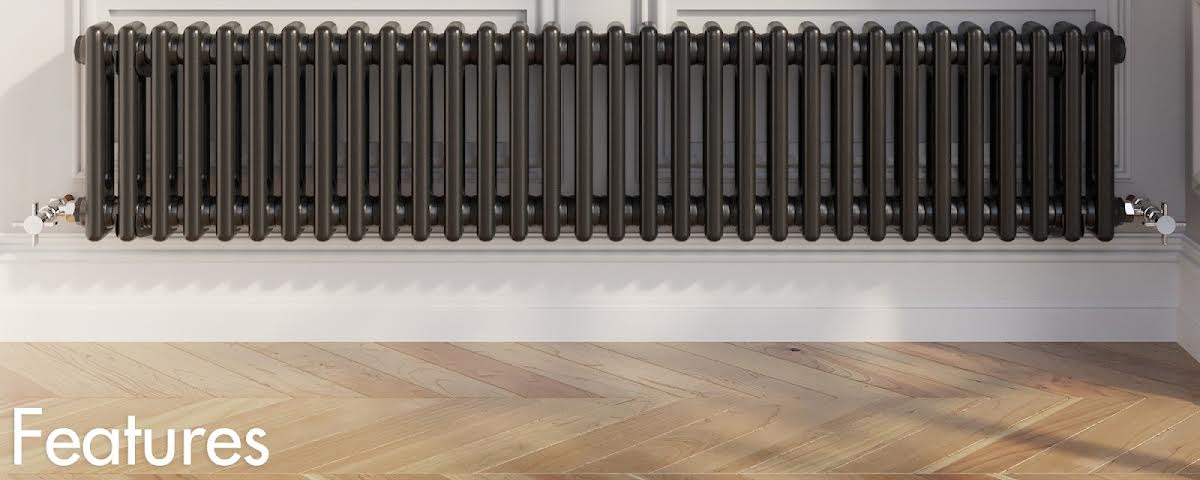 Park Lane Traditional Colosseum Double Bar Column Radiator Black - 300 ...