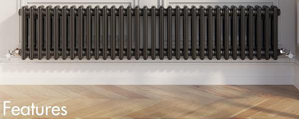 Park Lane Traditional Colosseum Double Bar Column Radiator Black - 300 ...