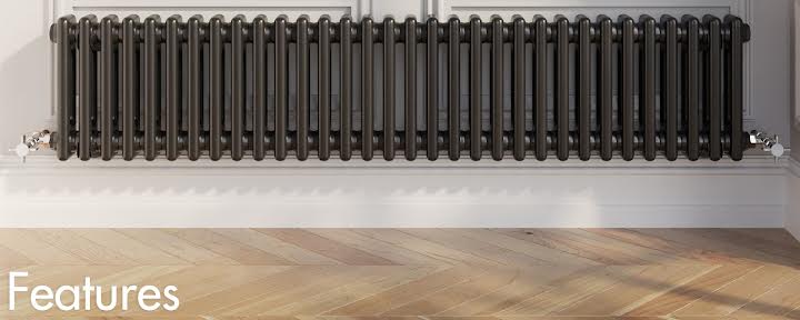Park Lane Traditional Colosseum Double Bar Column Radiator Black - 300 ...