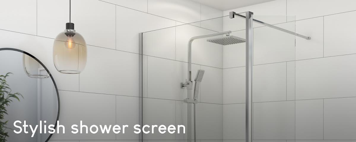 Diamond Wet Room Shower Screen 700mm - Swivel Return Chrome