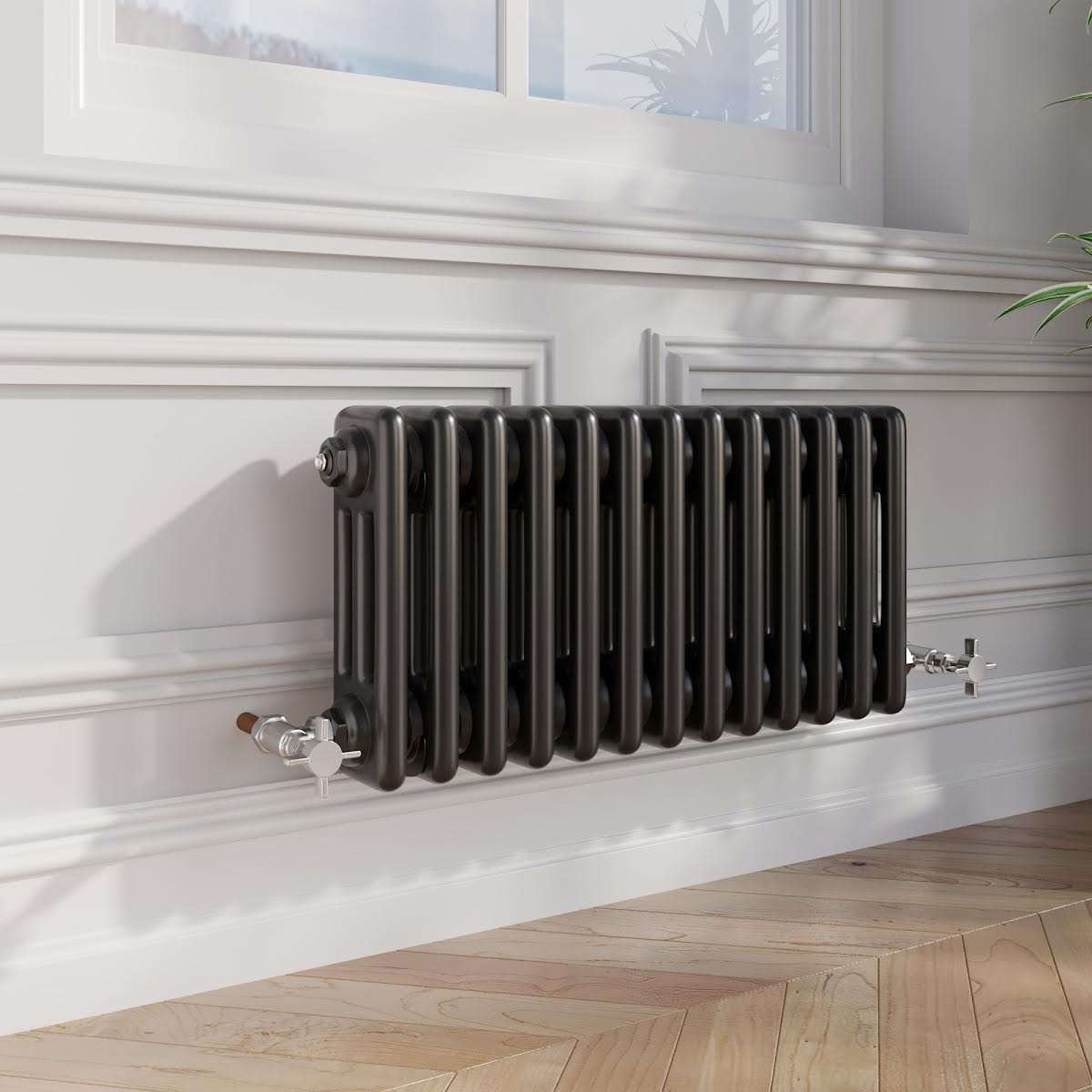 Park Lane Traditional Colosseum Triple Bar Column Radiator Black 300 x ...