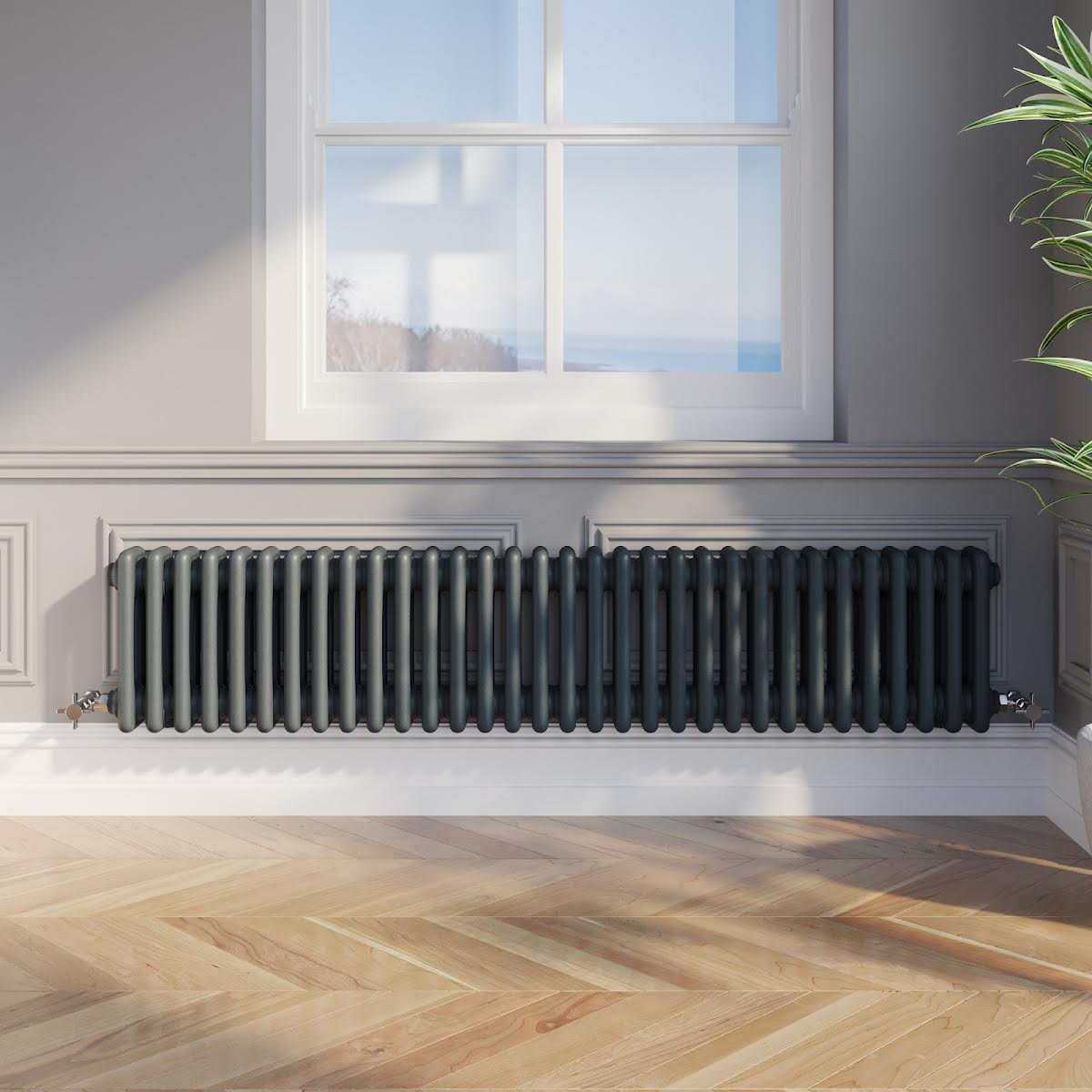 Park Lane Traditional Colosseum Triple Bar Column Radiator Anthracite ...