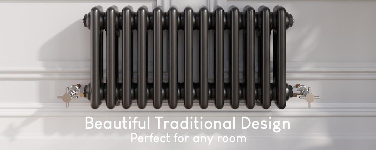 Park Lane Traditional Colosseum Triple Bar Column Radiator Black 300 x ...