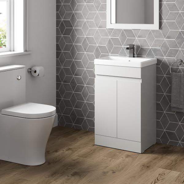 Artis Centro Flat Pack Gloss White Vanity Unit & Basin - 500mm