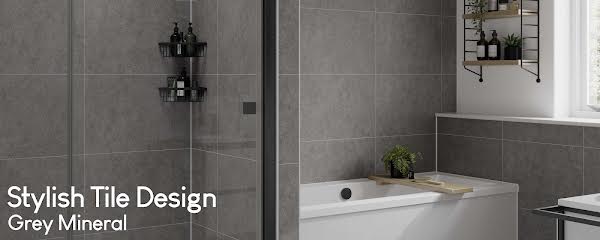 Multipanel Grey Mineral Tile Effect Wall Panel Hydrolock 2400 x 598mm