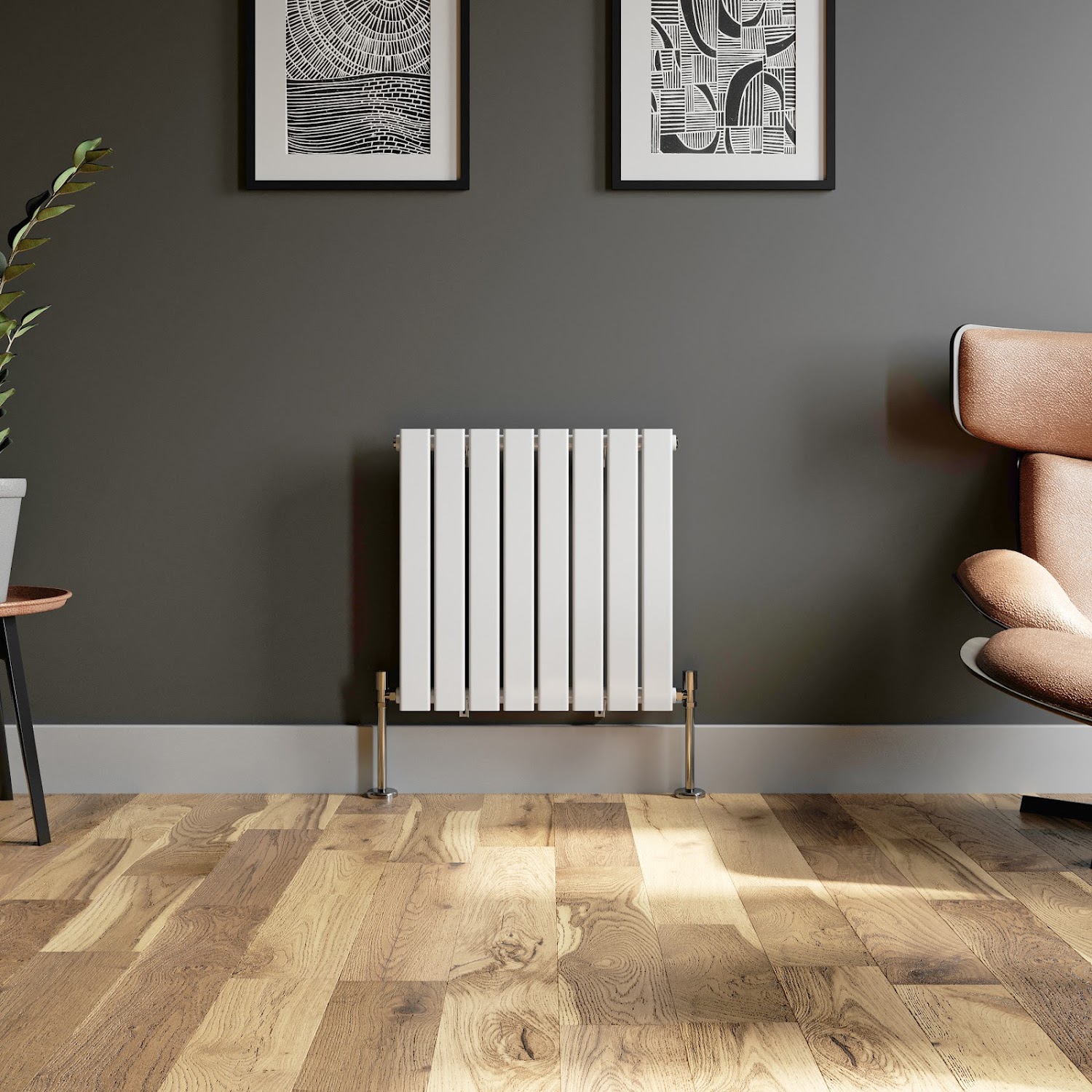 Modern Horizontal 600 x 600mm Radiator Heater Single Flat Panel Column ...