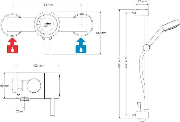 Mira Element Exposed Valve Thermostatic Mixer Shower
