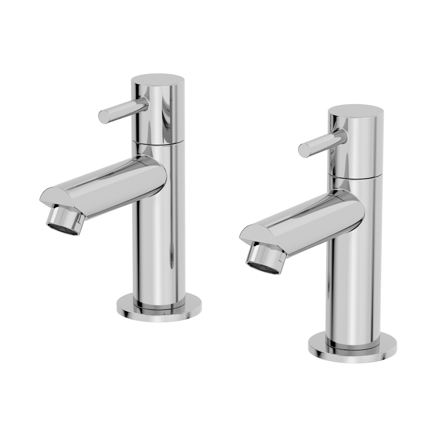 Modern Bathroom Basin Taps Hot & Cold Pair Twin Chrome Lever Handle ...