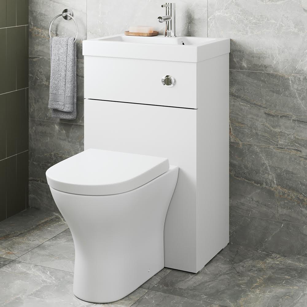 Artis Back to Wall Toilet with Sink on Top White Gloss Unit 500mm