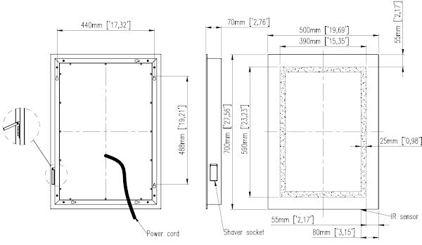 Artis Niteo LED Bathroom Mirror with Demister Pad and Shaver Socket 700 ...