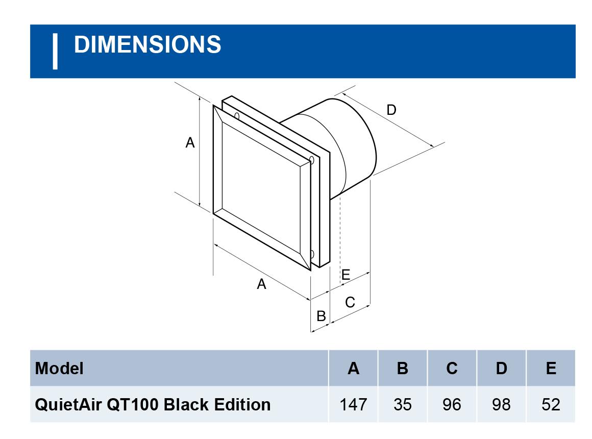 Airflow QuietAir QT100 Black Edition T Axial Extractor Fan
