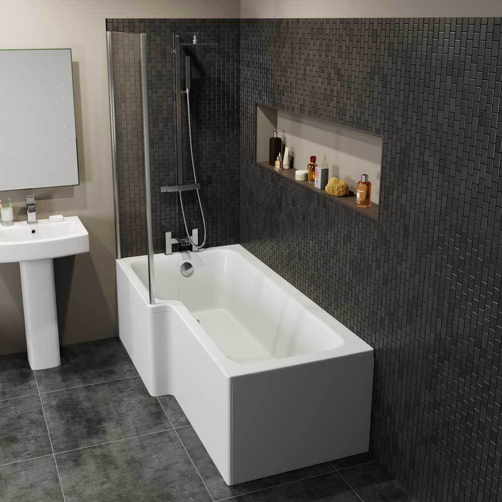 L Shaped Bathroom Suite LH/RH Bath Screen Basin Vanity Unit Toilet ...