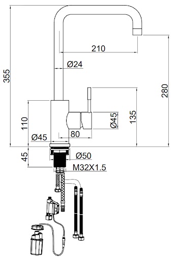 Sauber One Touch Control Kitchen Mono Mixer Tap Single Lever Brushed Nickel