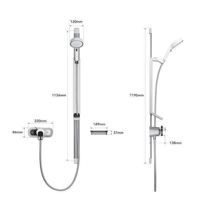 Mira Select Flex Thermostatic Exposed Mixer Shower White & Chrome