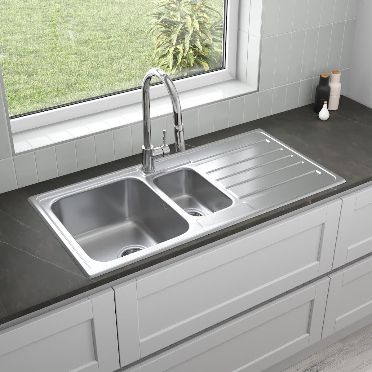 1.5 Bowl Stainless Steel Kitchen Sinks - Plumbworld