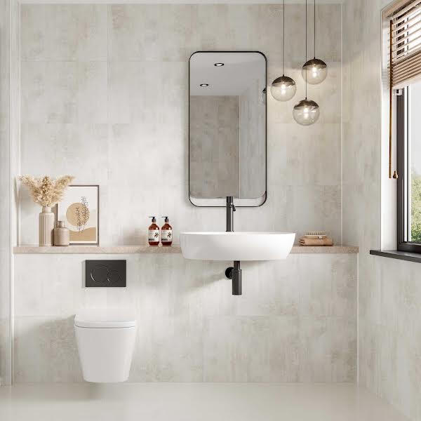 Multipanel White Gypsum Tile Effect Wall Panel Hydrolock 2400 x 598mm