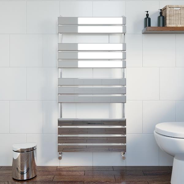 DuraTherm Flat Panel Heated Towel Radiator Chrome 1200x600mm