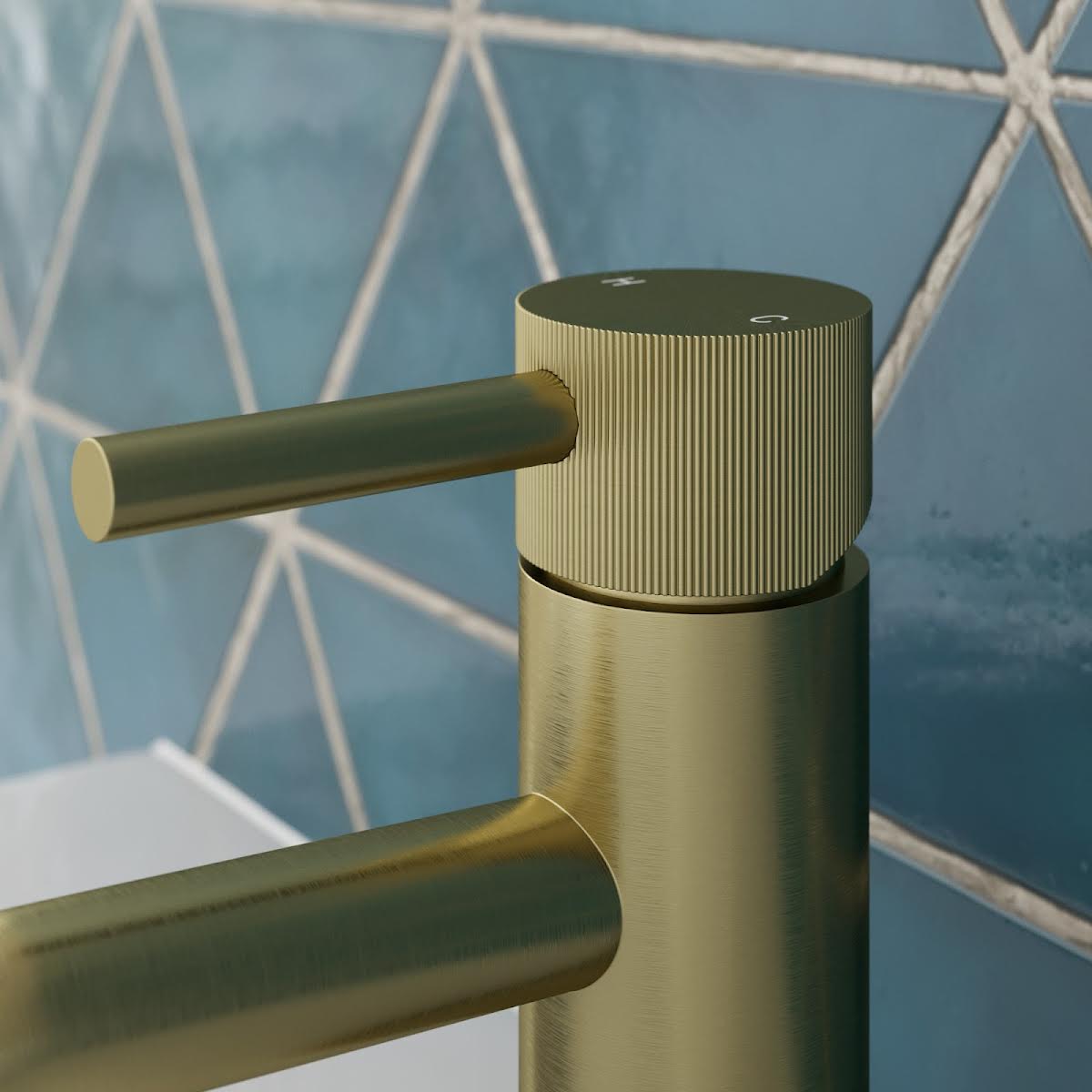 Merano Fluted Basin Mixer Tap - Brushed Brass