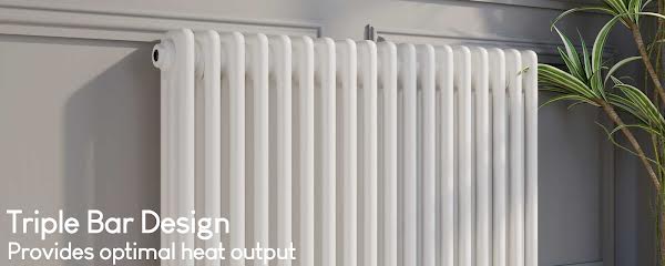 Park Lane Traditional Colosseum Triple Bar Column Radiator White 600 x ...