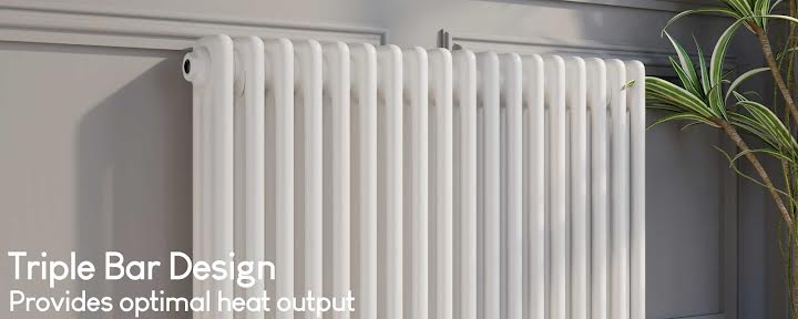 Park Lane Traditional Colosseum Triple Bar Column Radiator White 600 x ...